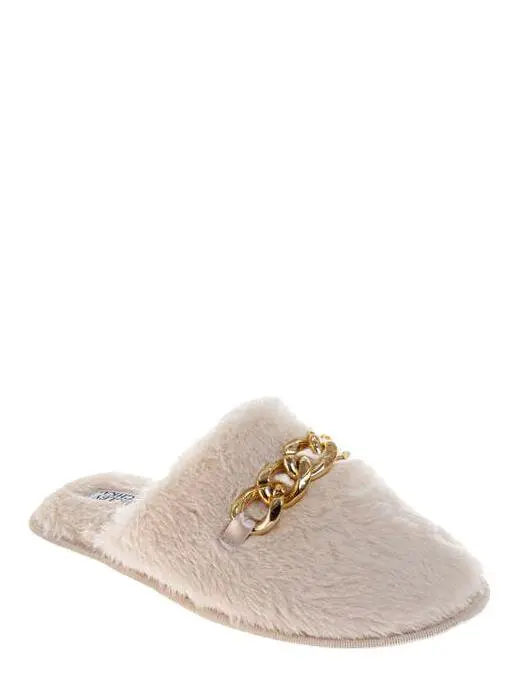 Badgley Mischka Chain Link Slippers - Beige