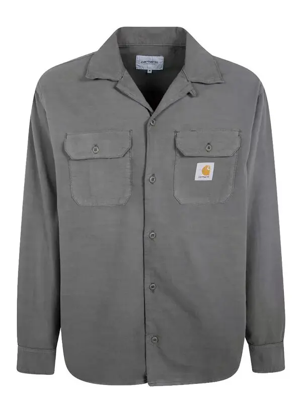 Carhartt Work In Progress Kelsey Garment-dyed Logo-patch Shirt - Grey