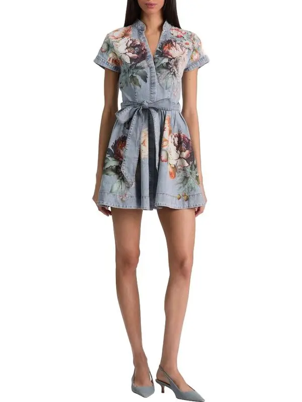 Alice + Olivia Lucy Floral Denim Shirtdress - Sierra Vintage/multi