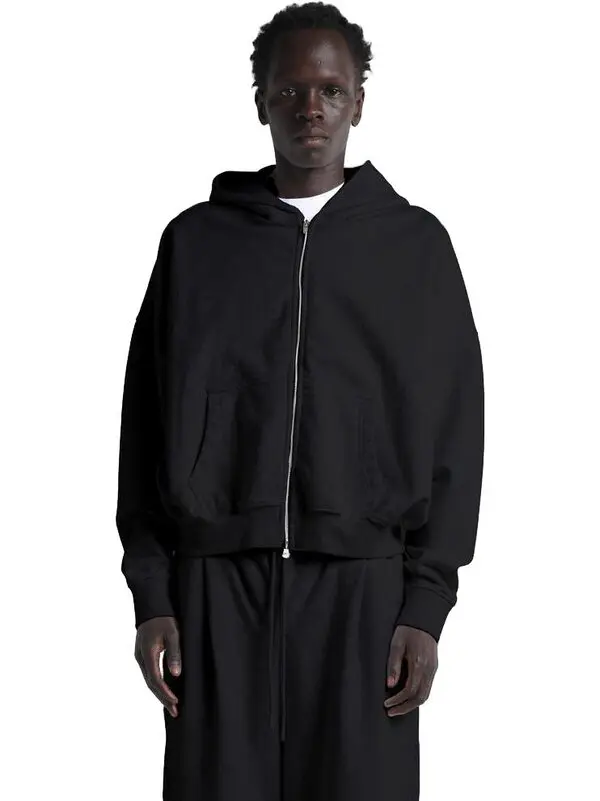SHAKA WEAR Cropped Double Zip Hoodie - Black