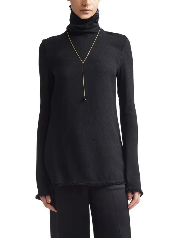 TOTEME Slim-fit Top With Frayed Edges - Black