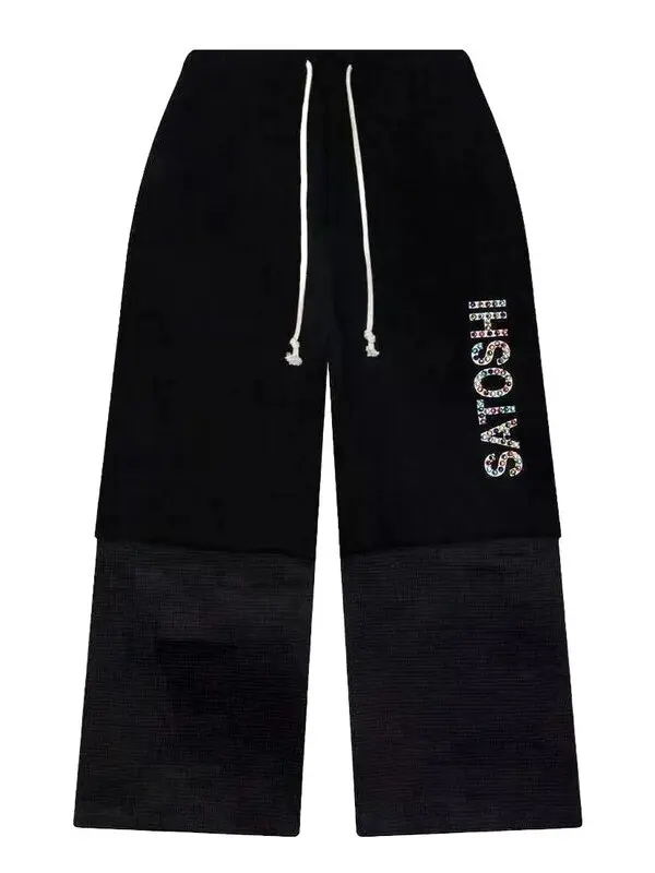 SATOSHI NAKAMOTO Double-layer Studded Track Pants - Black