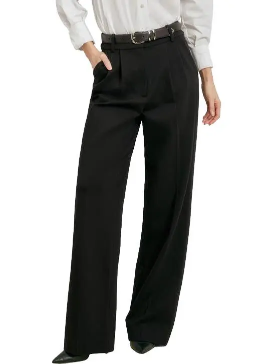 FAVORITE DAUGHTER Anywhere Pleated Wide Leg Pants - Black