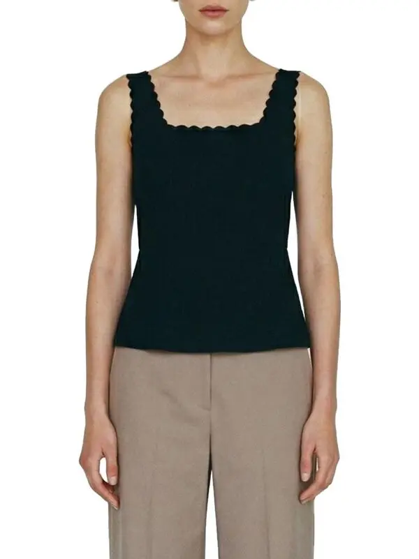 Vero Moda Julietta Scallop Trim Peplum Top - Black