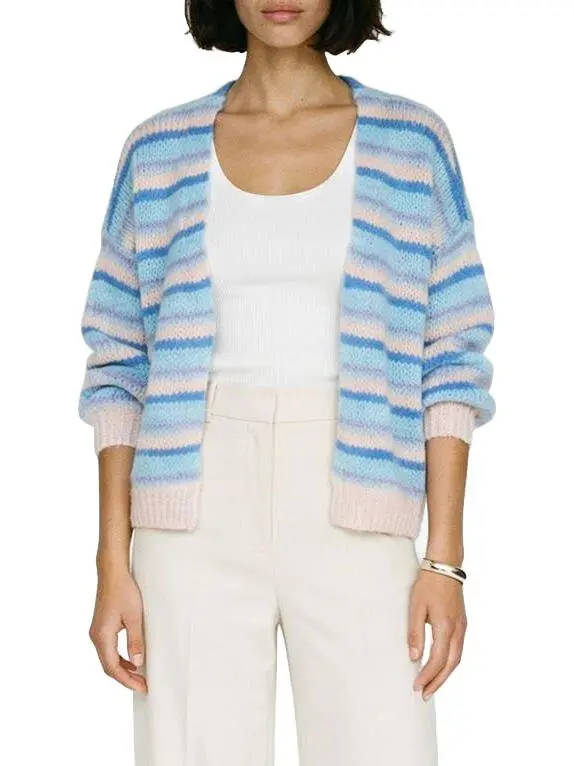 Vero Moda Open Front Striped Cardigan - Cashmere Bluestripes Nebulas B