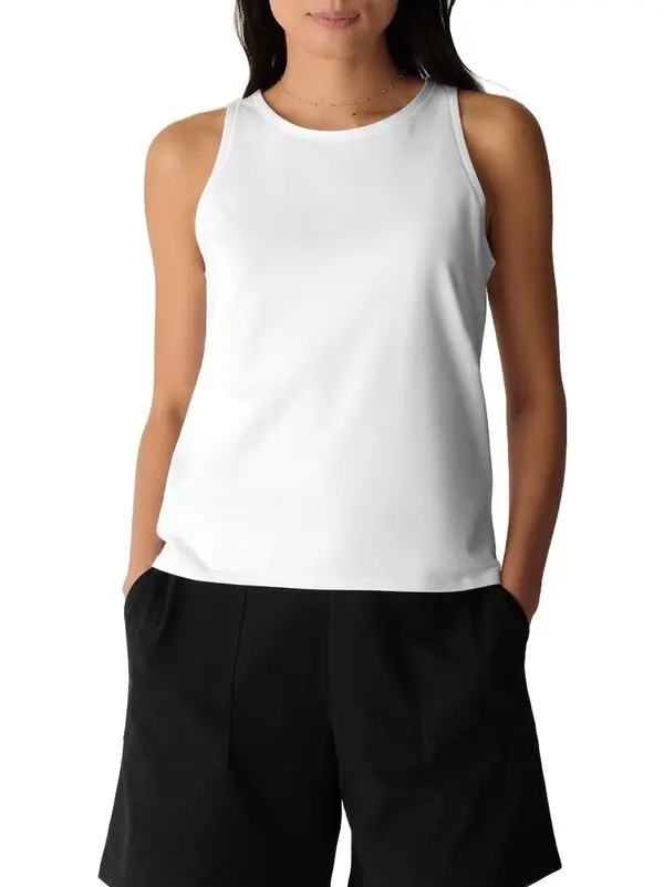 Eileen Fisher Slim Stretch Cotton Tank - White
