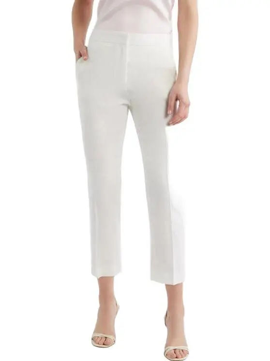 BOSS Tapria Slim Fit Crop Trousers - Bright White