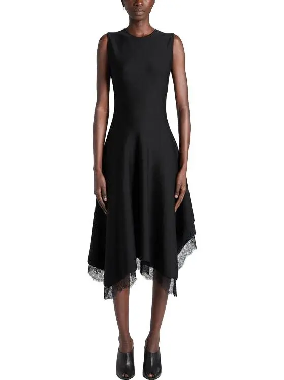 Alexander McQueen Lace Detail Asymmetric Dress - Black
