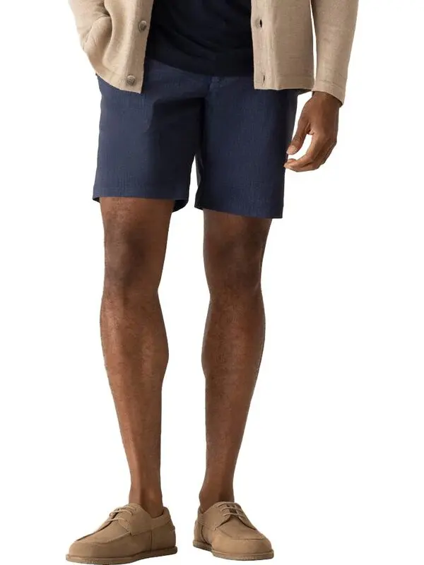 DEKE 8.5-inch Flat Front Knit Bermuda Shorts - Indigo