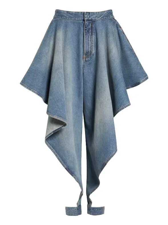 Alaïa Paneled Faded Jeans - Faded Blue