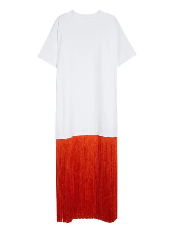 Alaïa Fringed Cotton T-shirt - Blanc