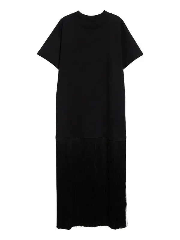 Alaïa Fringed Cotton T-shirt - Noir