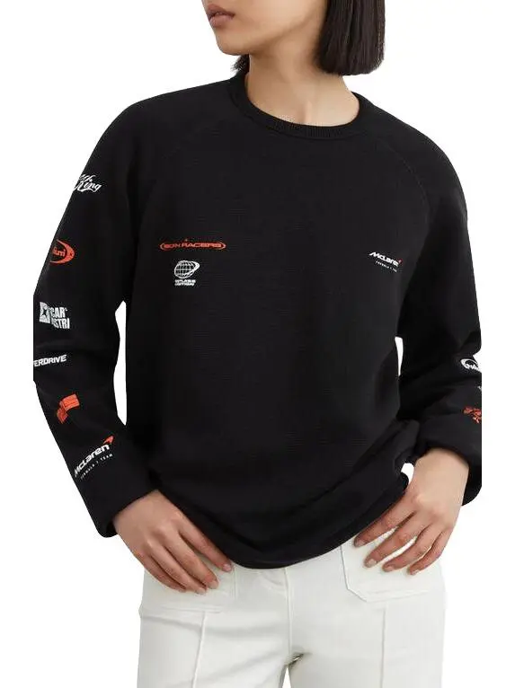 REISS Kruz Thermal Graphic Long Sleeve T-shirt - Black