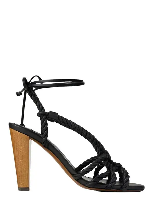 Ralph Lauren Rope Caged Lambskin Sandals - Black