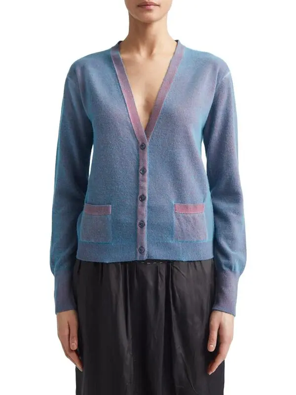 MAISON MARGIELA Plaited Virgin Wool Cardigan - Turquoise/red