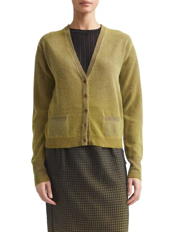 MAISON MARGIELA Plaited Virgin Wool Cardigan - Yellow/brown