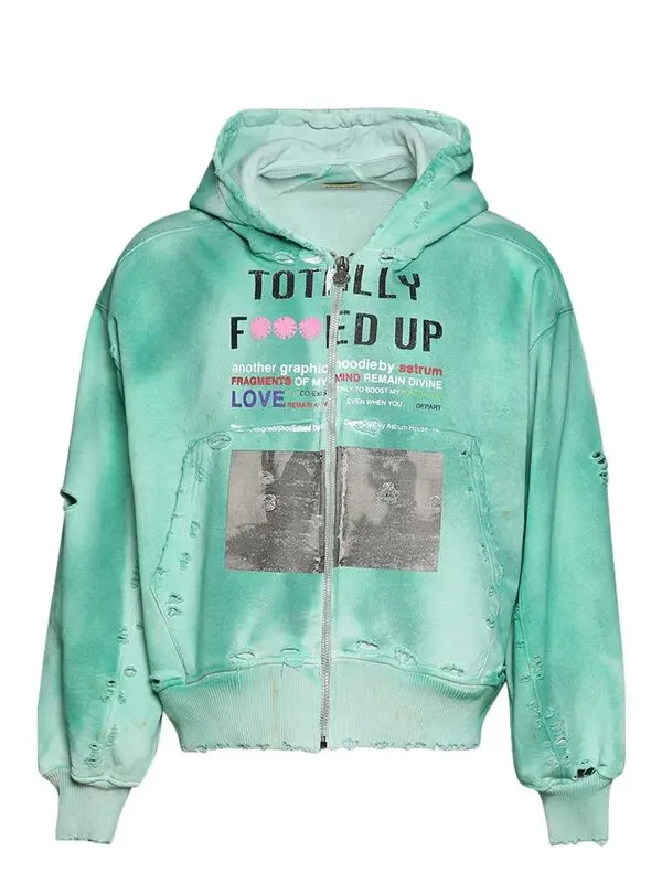 ASTRUM Graphic Print Zip-up Hoodie - Green