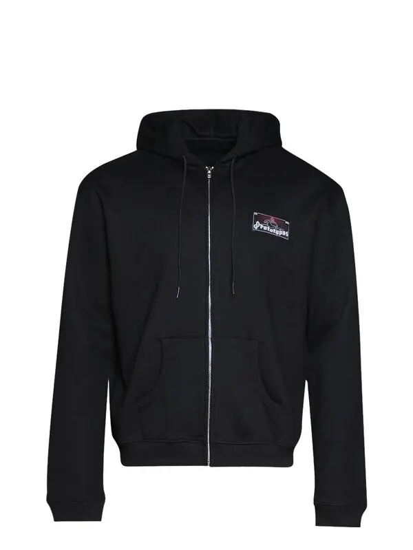 PROTOTYPES Zip-up Cotton Hoodie With Logo - Black