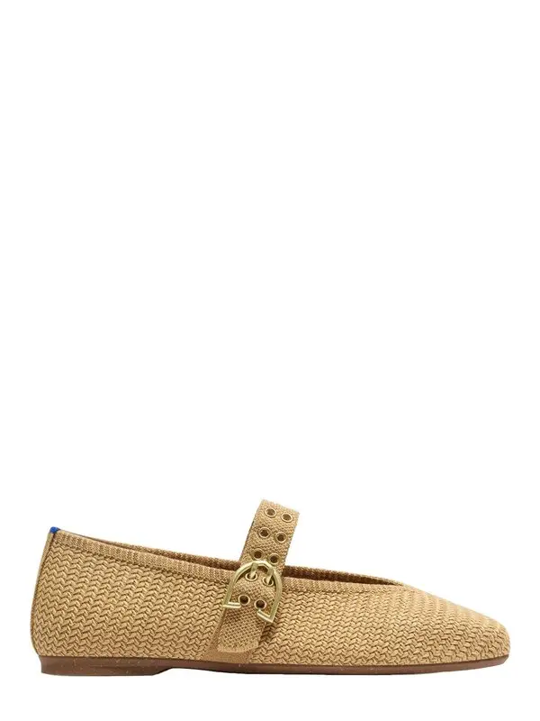 Rothy's The Max Buckle Mary Jane Flat - Tan Woven