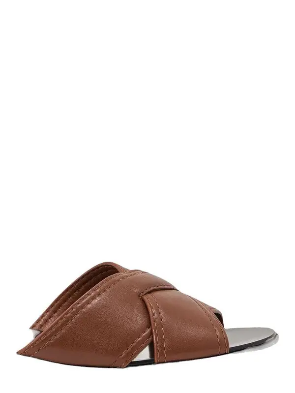 REISS Kori Leather Slide Sandal - Tan