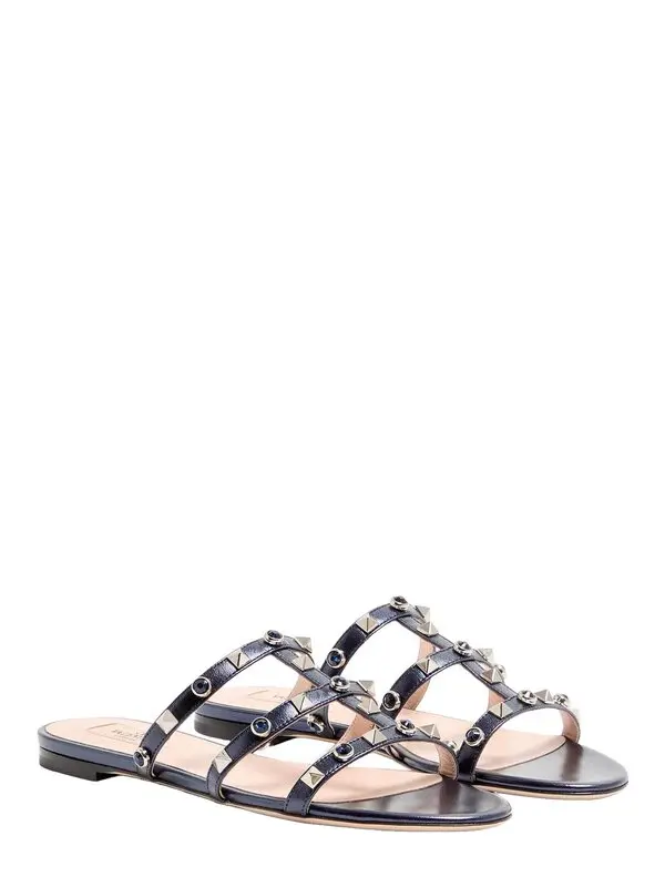 Valentino Garavani Rockstud Slide Sandal - Navy