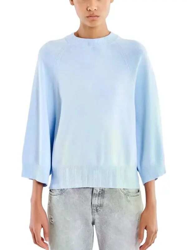 VICOLO Raglan Sleeve Ribbed Trim Sweater - Blue