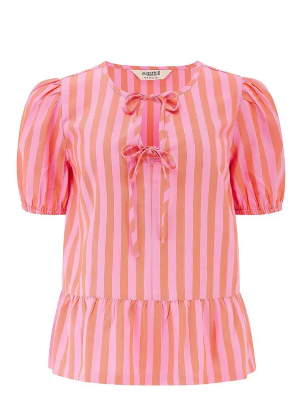SUGARHILL BRIGHTON Thora Tropical Crush Stripe Top - Pink