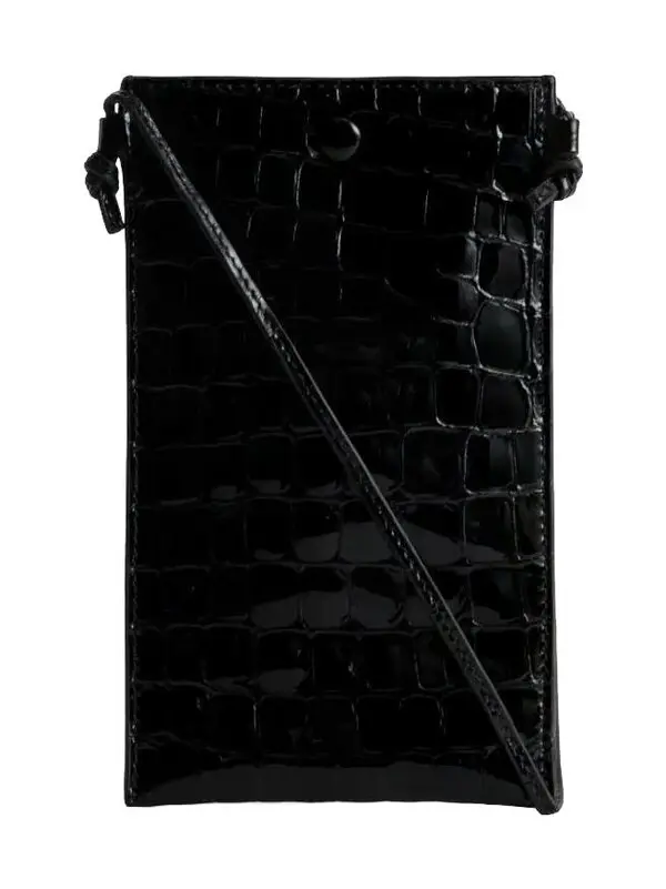 YU MEI Luci Crocodile-embossed Crossbody Bag - Black