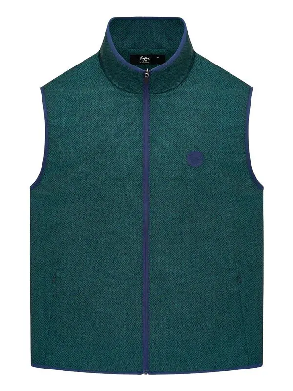 EASTSIDE GOLF Tweed Print Breaker Vest - Navy/verde