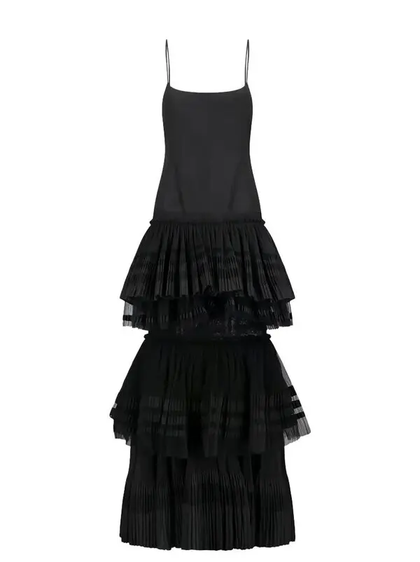Blumarine Pleated Tiered Maxi Dress - Black
