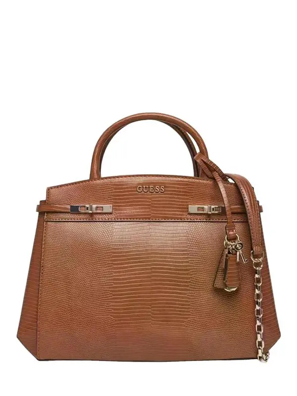 Guess Reptile-effect Top-handle Tote Bag - Brown