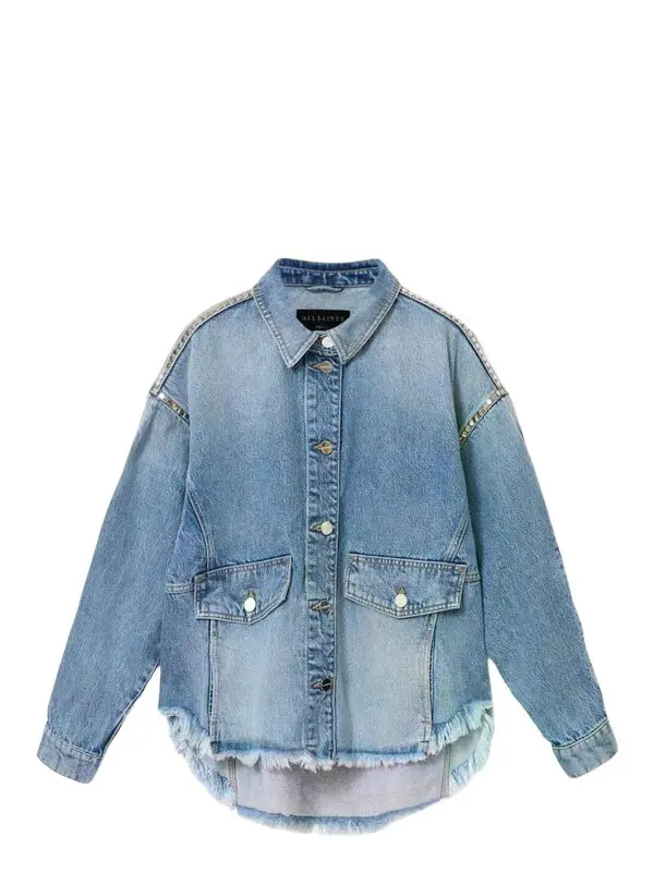 ALLSAINTS Studded-embellished Oversized Shirt - Blue