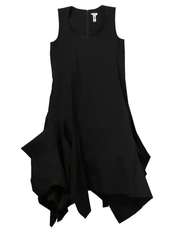 Comme Des Garçons Asymmetrical Ruffle Midi Dress - Black