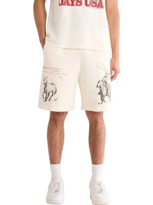 ONE OF THESE DAYS Cotton Fleece Sweat Shorts - Bone