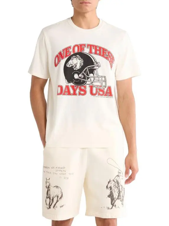 ONE OF THESE DAYS Days Usa Cotton Graphic T-shirt - Bone