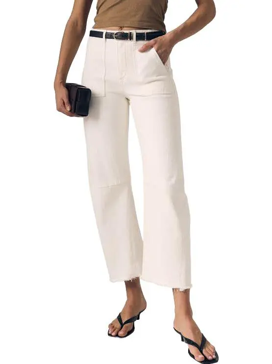 LE JEAN Utility Barrel Leg Jeans - White