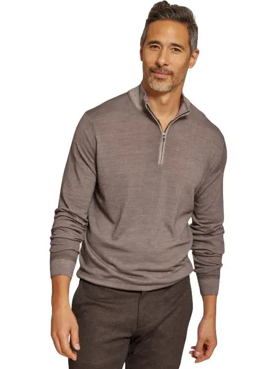 RYE 51 Long Sleeve Quarter-zip Sweater - Fawn