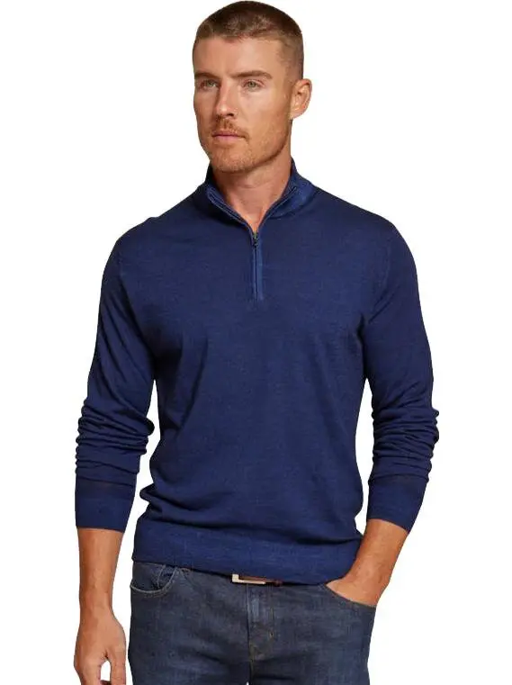 RYE 51 Long Sleeve Quarter-zip Sweater - Navy