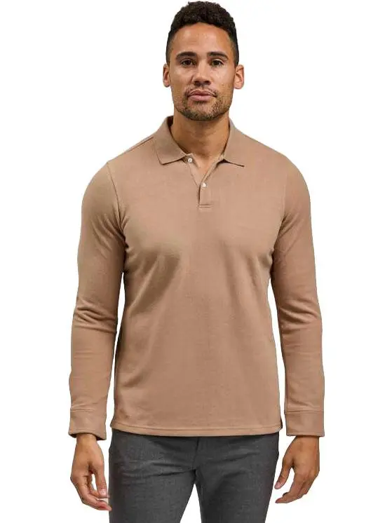 RYE 51 The Braden Long Sleeve Polo - Bisque