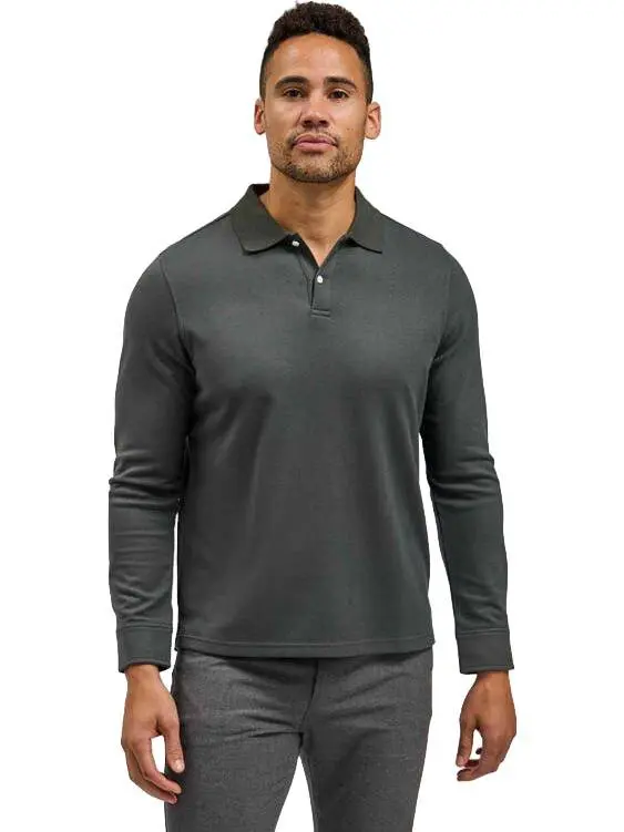 RYE 51 The Braden Long Sleeve Polo - Cedar