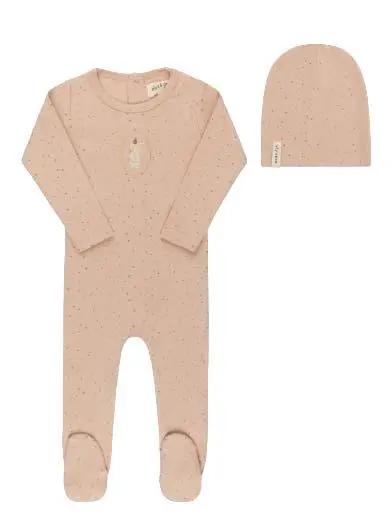 ELY'S & CO. Speckled Bunny Footie And Beanie Set - Pink