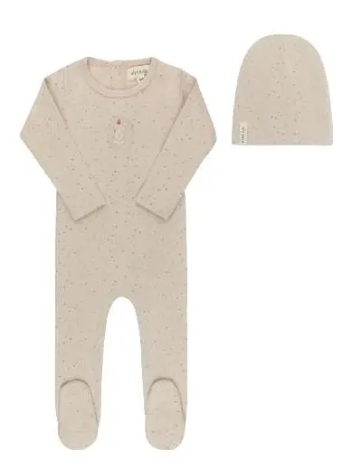 ELY'S & CO. Speckled Bunny Footie And Beanie Set - Tan