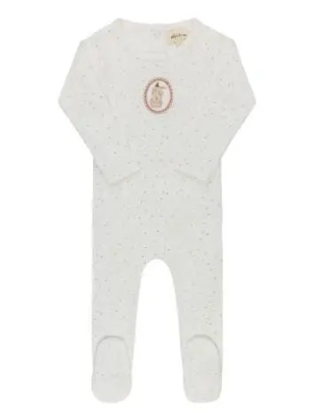 ELY'S & CO. Speckled Bunny Footie - Ivory/pink