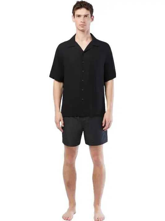 Onia Silk Vacation Short Sleeve Shirt - Black