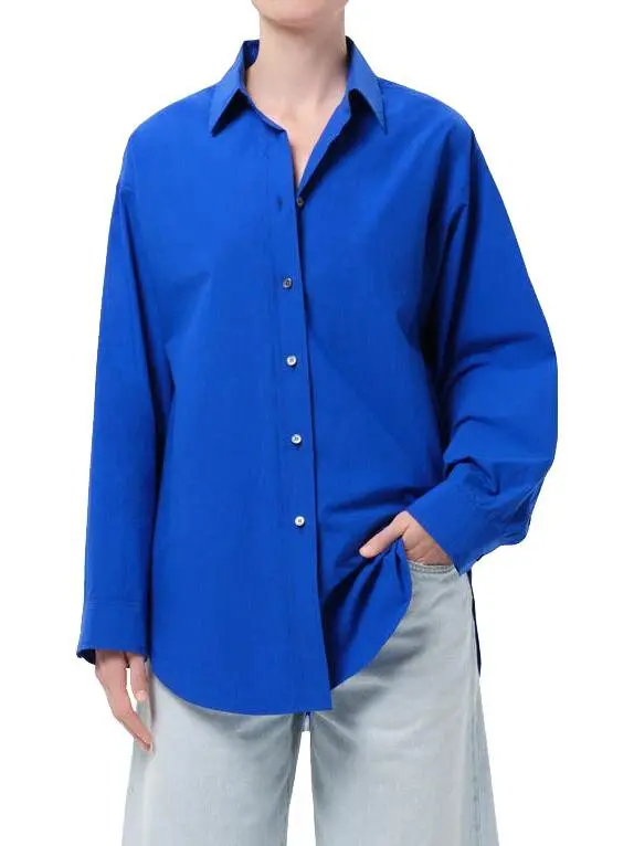 AGOLDE Sona Cotton Button-up Shirt - Cobalt Bright Electric Blue