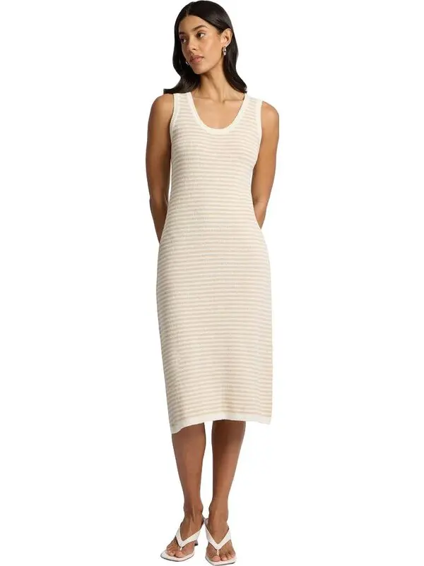 Onia Striped Cotton Bouclé Scoop Neck Tank Dress - Jute/egret