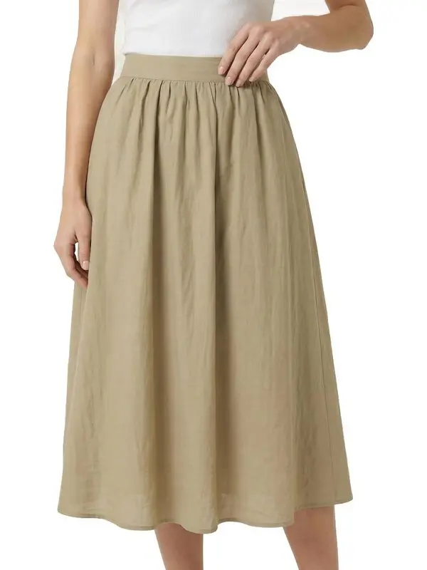 MODENAIRE Flowy A-line Midi Skirt - Green