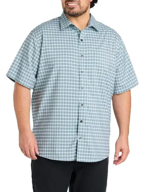 SYNRGY BY DXL Big & Tall Plaid Microfiber Sport Shirt V2 - Blue