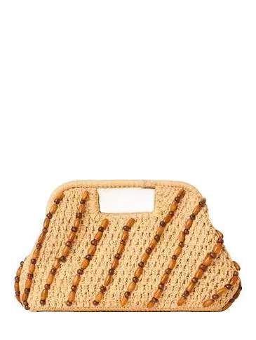 BTB LOS ANGELES Paisley Raffia Clutch - Natural