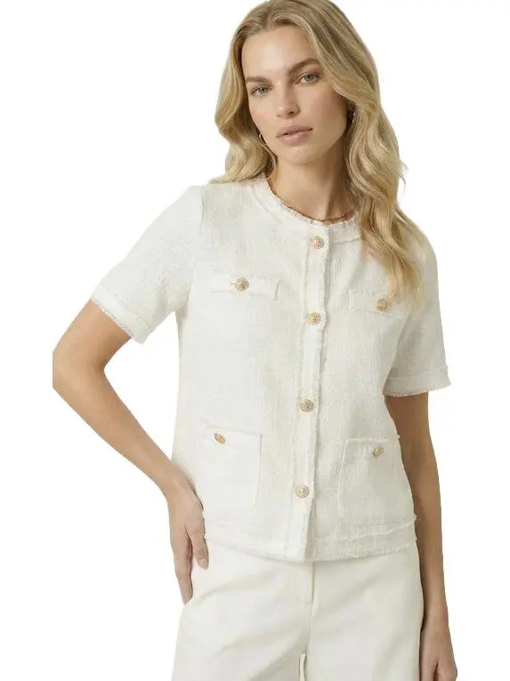 MODENAIRE Textured Short Sleeve Jacket - Off-white